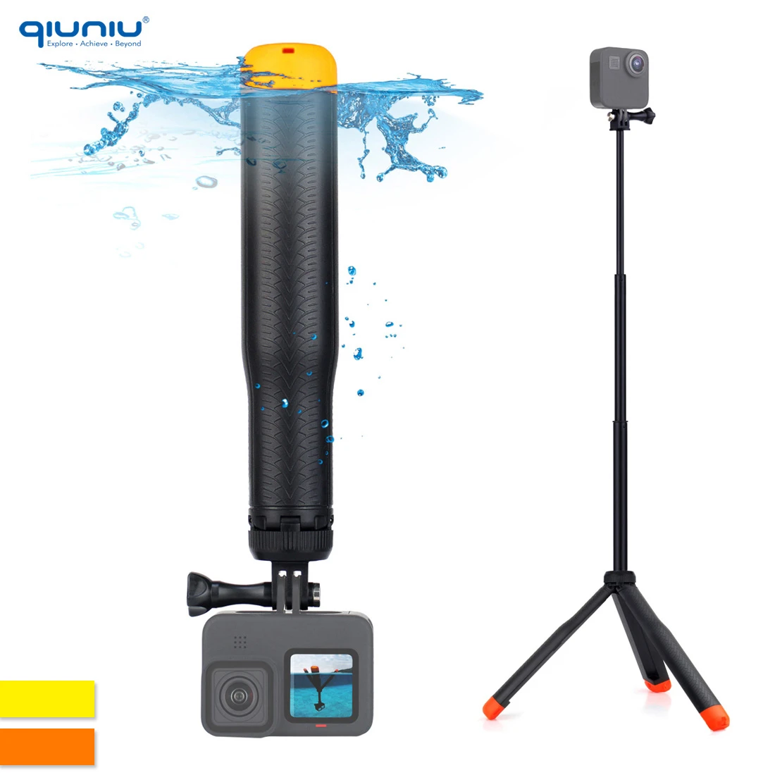 QIUNIU Floating Tripod Handle Grip Monopod Selfie Stick for GoPro ...