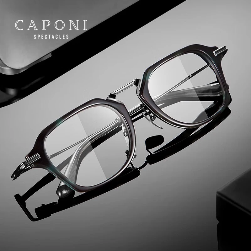 CAPONI-Fashion-Gentlemen-Glasses-Frame-Pure-Titanium-acetato-Retro-Anti ...