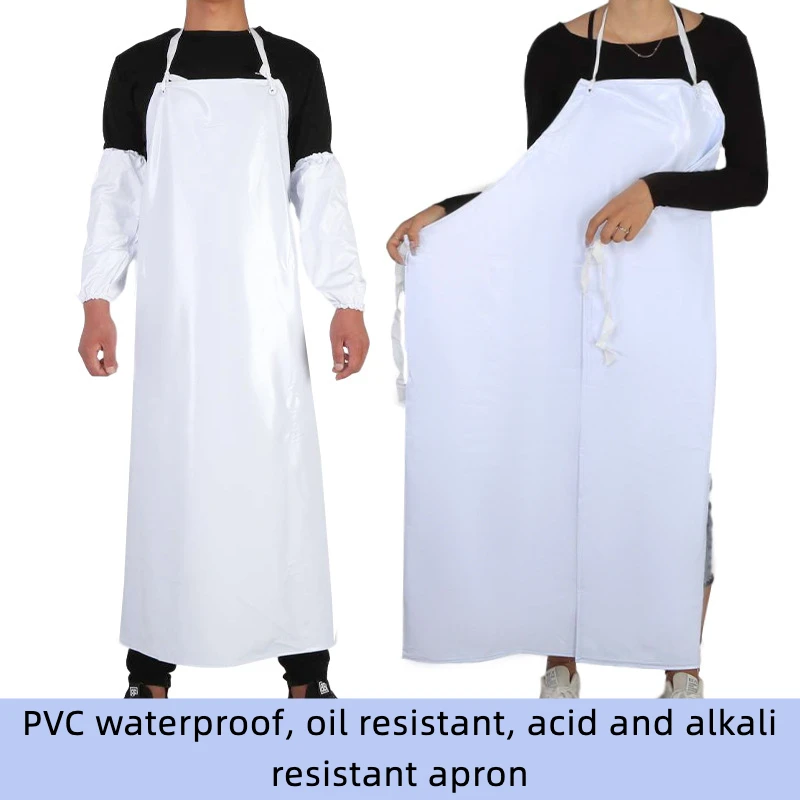 White-PVC-Waterproof-Apron-For-Adults-Oil-Proof-Acid-and-Alkali ...