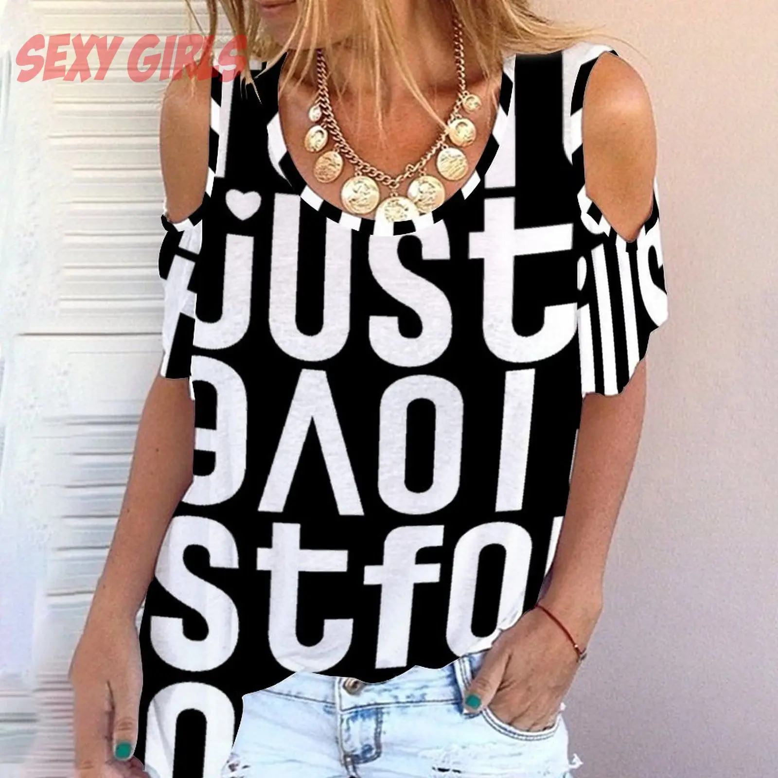 Ladies-T-shirt-Summer-trend-Sleeve-Loose-T-shirt-Fashion-oversized-top ...