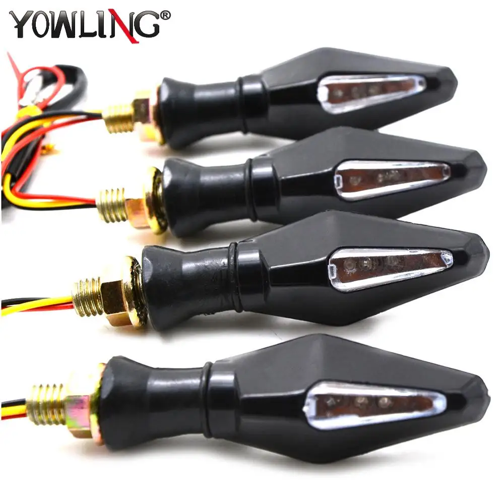 Universal Motorcycle LED Flashing Bike Turn Signal lights Arrow Amber ...