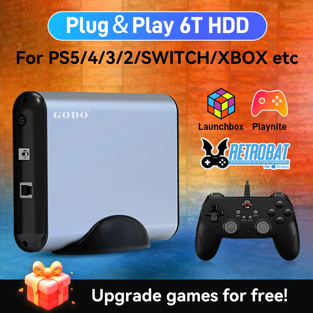 Hyper Base MIX 6T Gaming HDD Retrobat＆Playnite＆Launchbox for PS5/PS4 ...