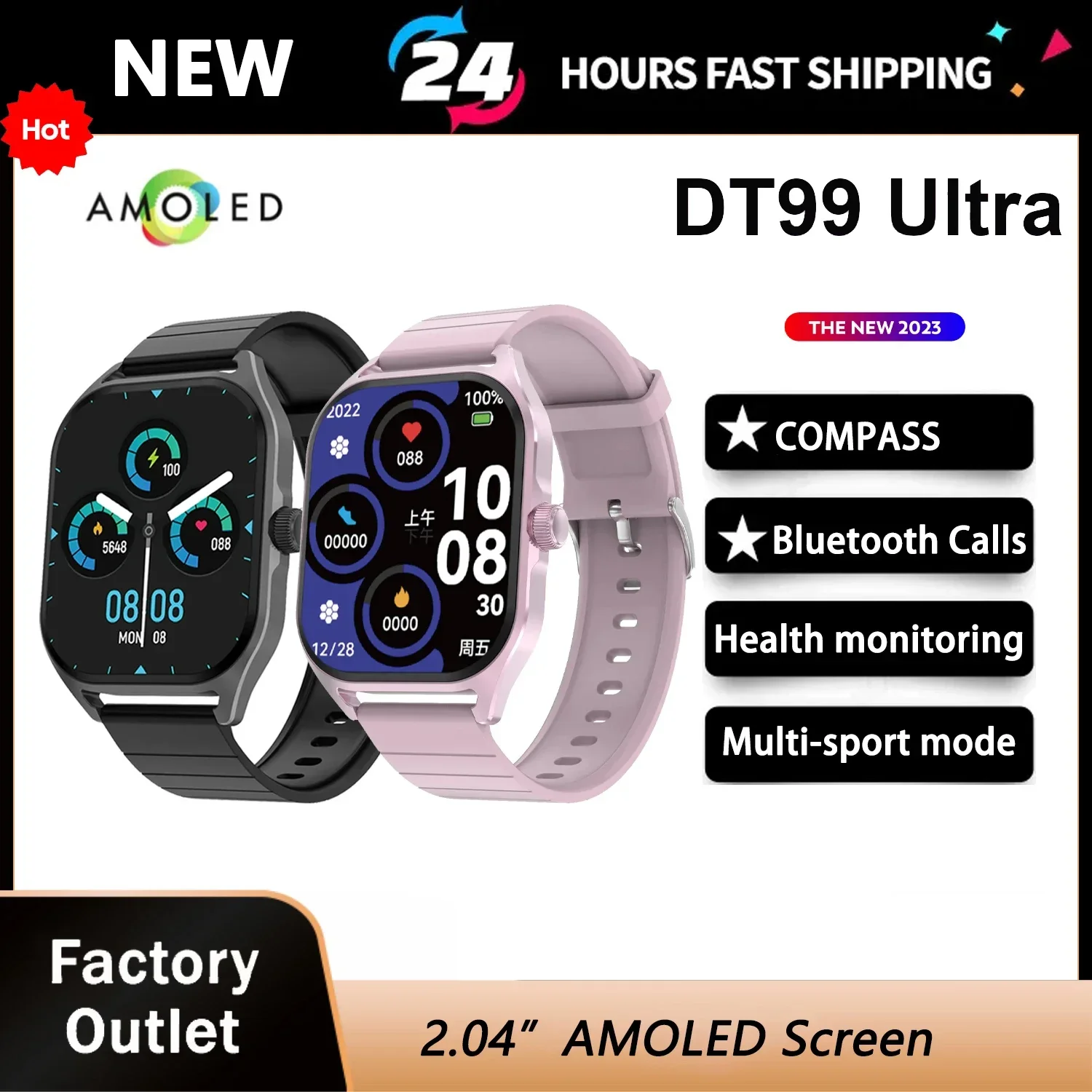 DT99-Smart-Watch-AMOLED-Compass-Bluetooth-Call-Voice-Female-Assistant-Blood-Oxygen-Waterproof ...