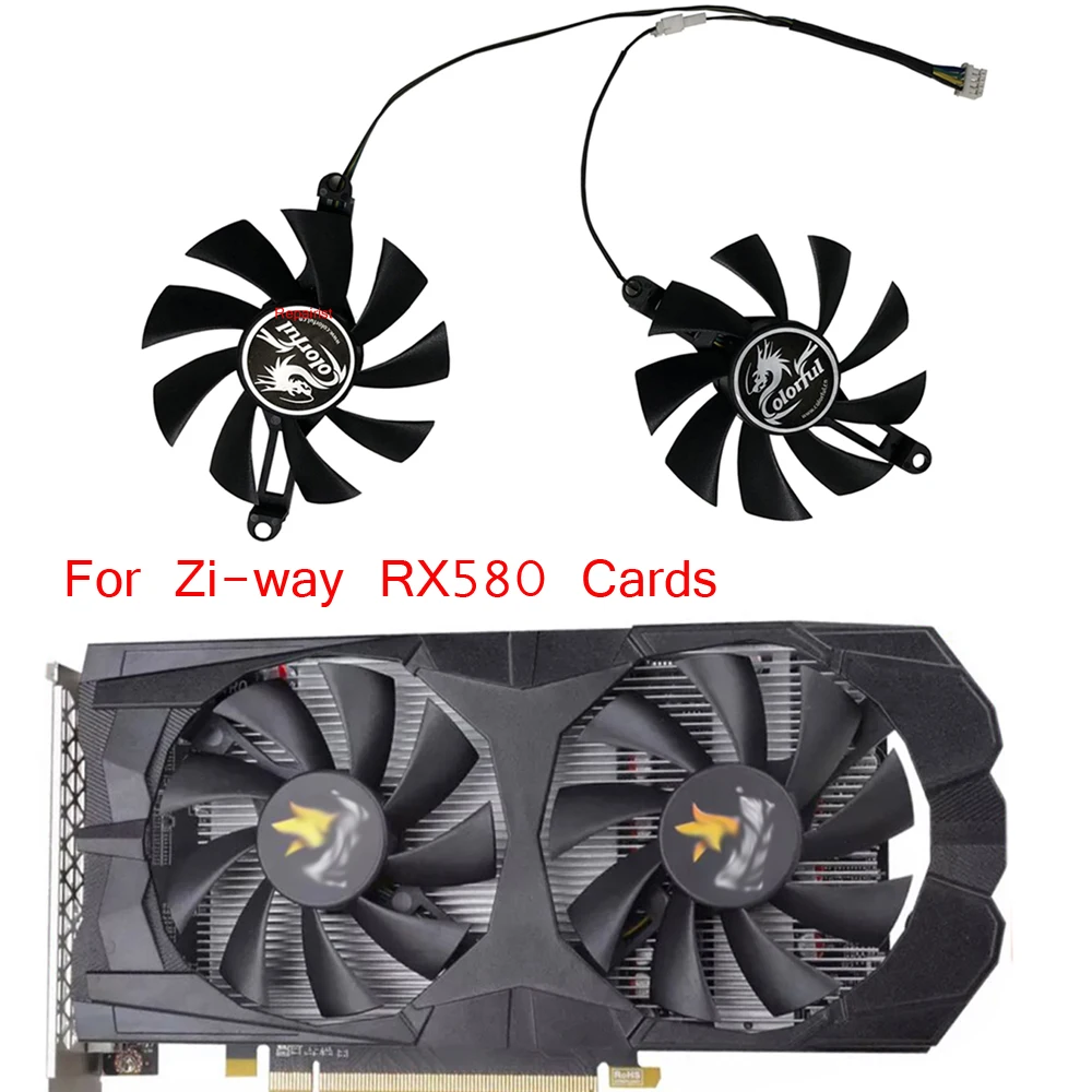 2Pcs/Set 85MM,GPU Cooler,Graphics Card Fan,For JIESHUO RX 6600M 8G,For ...