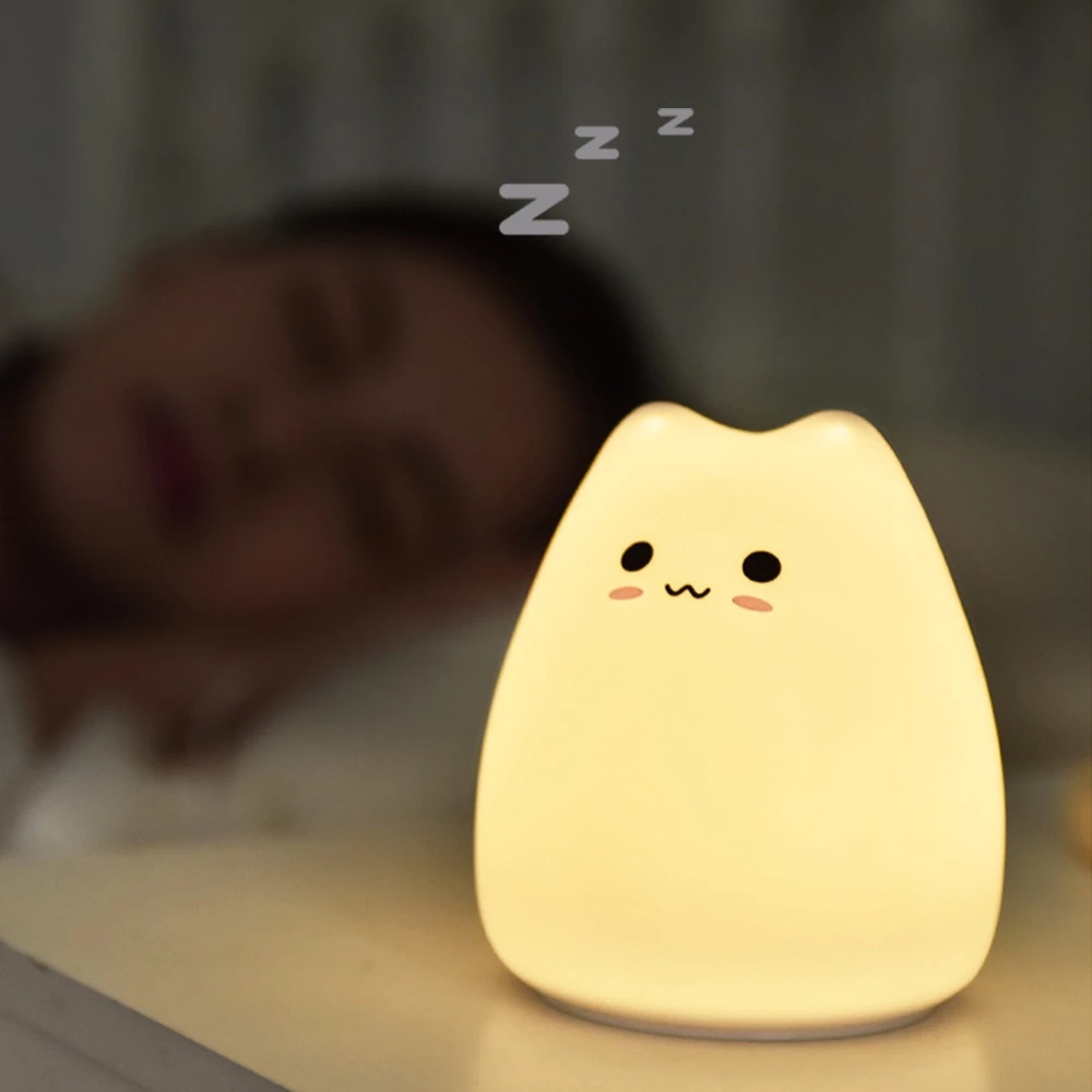 Cat Color Light Changing Silicone Lamp | Silicone Touch Night Light Cat ...