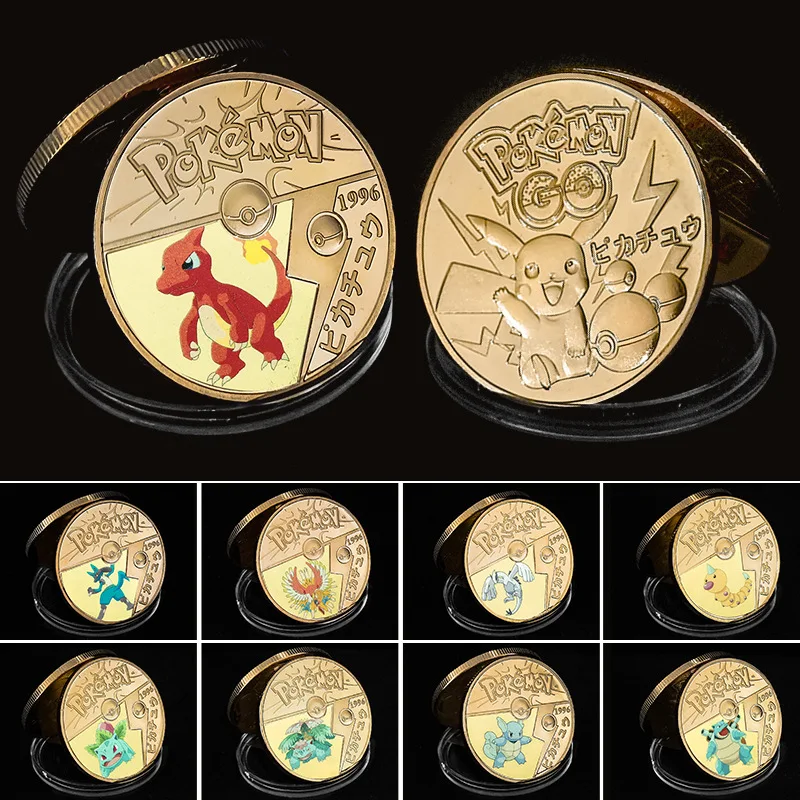 10-Style-Pokemon-Gold-Coins-Pikachu-Metal-Coins-Anime-Commemorative ...