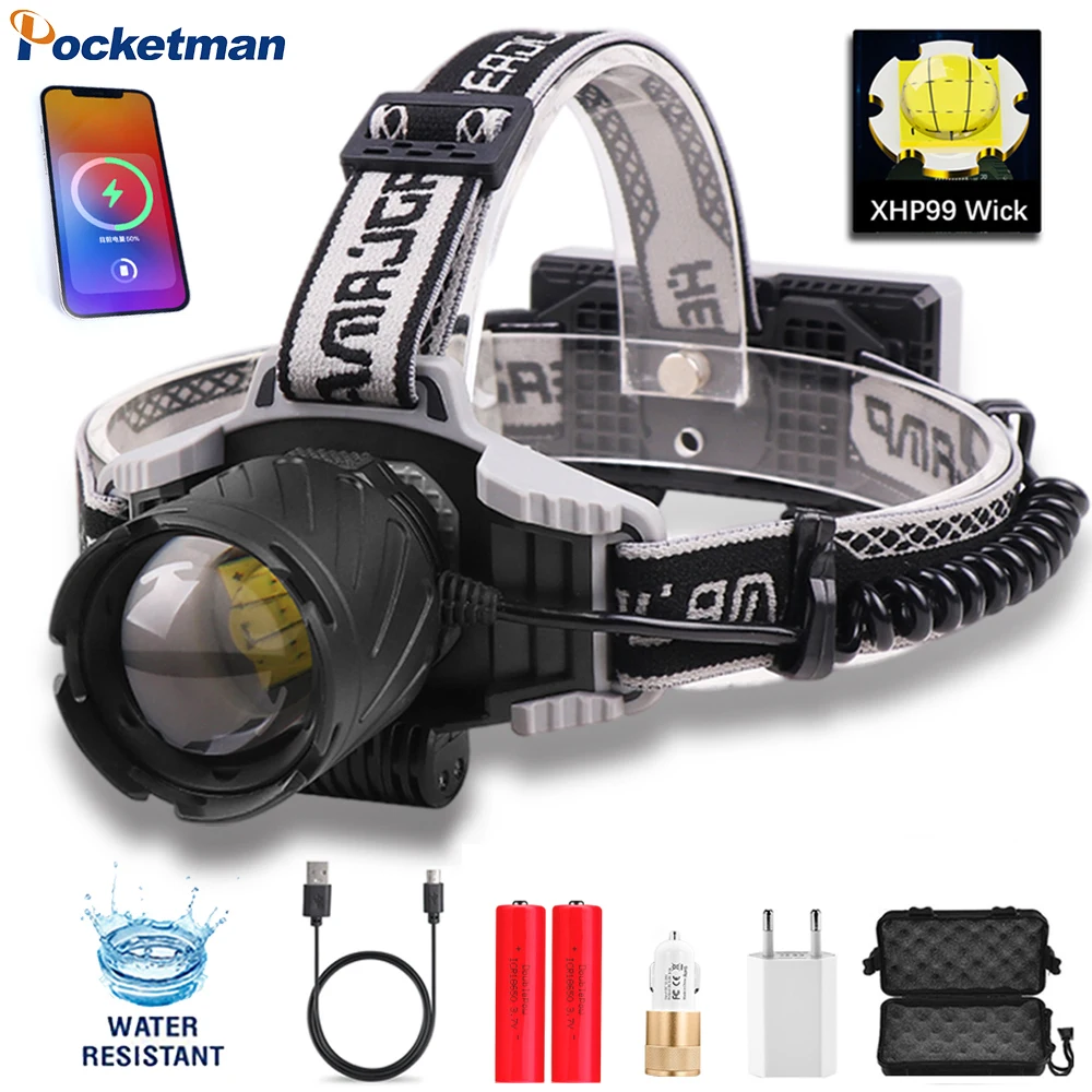 Powerful LED Headlamp High Power XHP99 Headlight USB 18650 Head ...