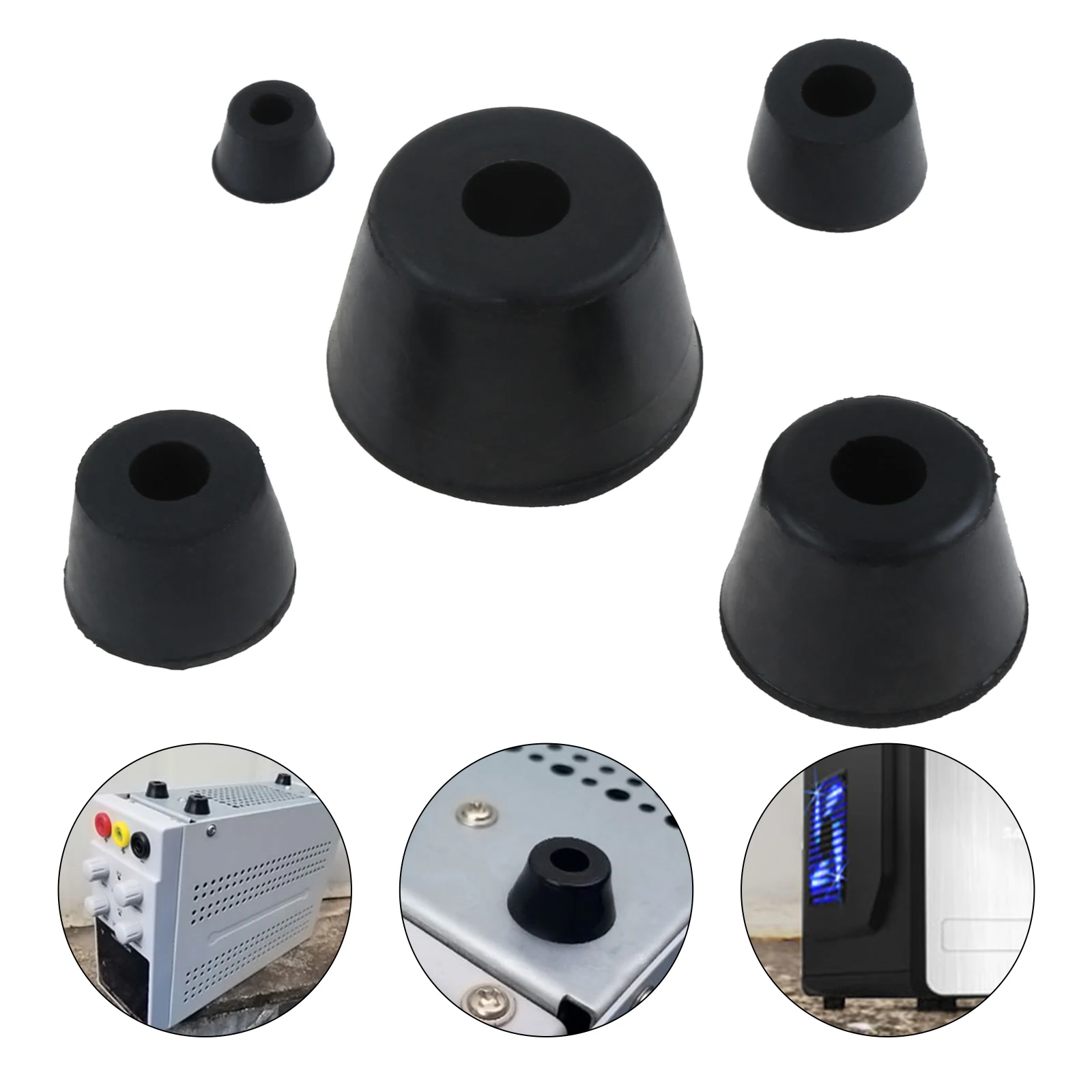4-Pcs-Rubber-Foot-Pads-Cone-Shape-Recessed-Design-Rubber-Feet-Bumper ...