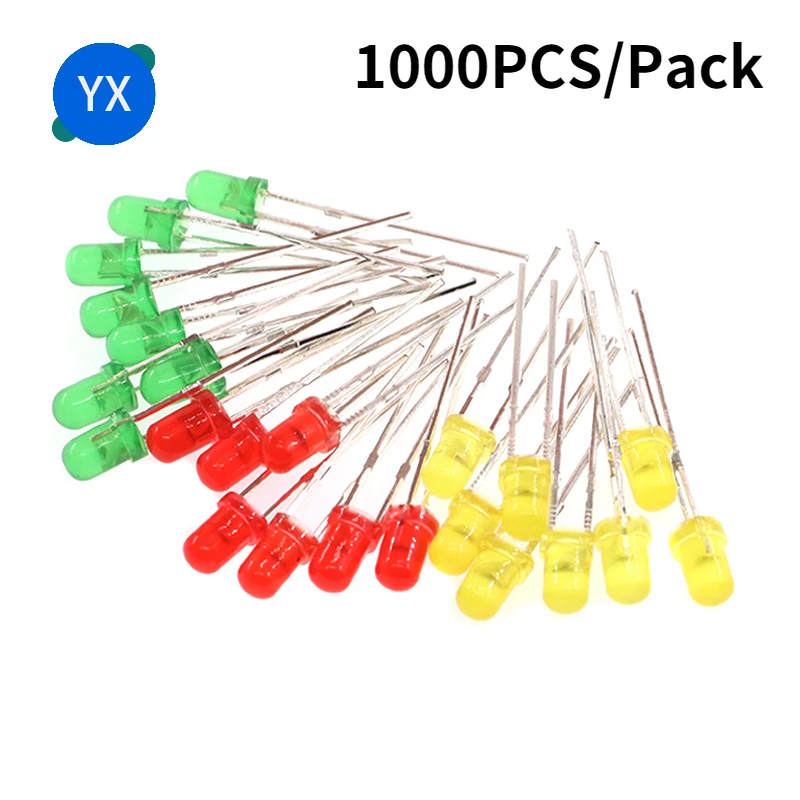 1000PCS/Pack Diameter 5mm Long Length LED Lamp Bead Bubble LED Red ...
