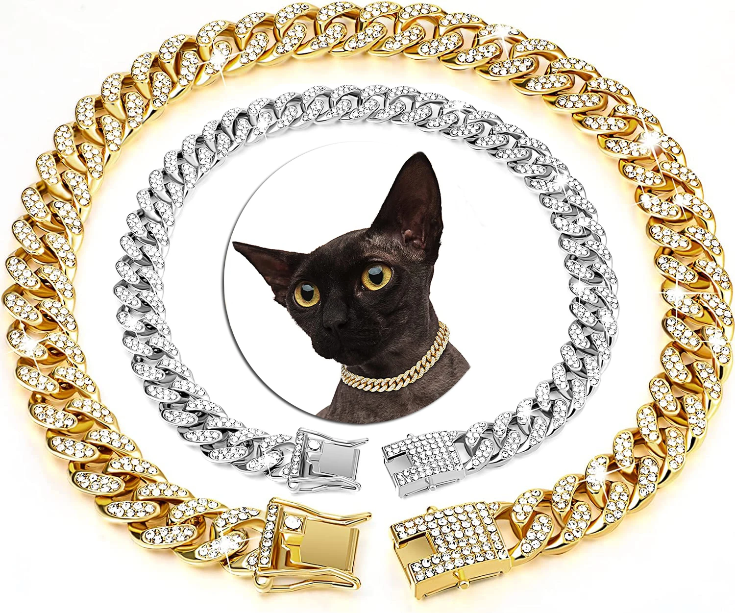 Luxury Pet Rhinestone Necklace Jewelry Puppy Cat Chain Collar Wedding ...