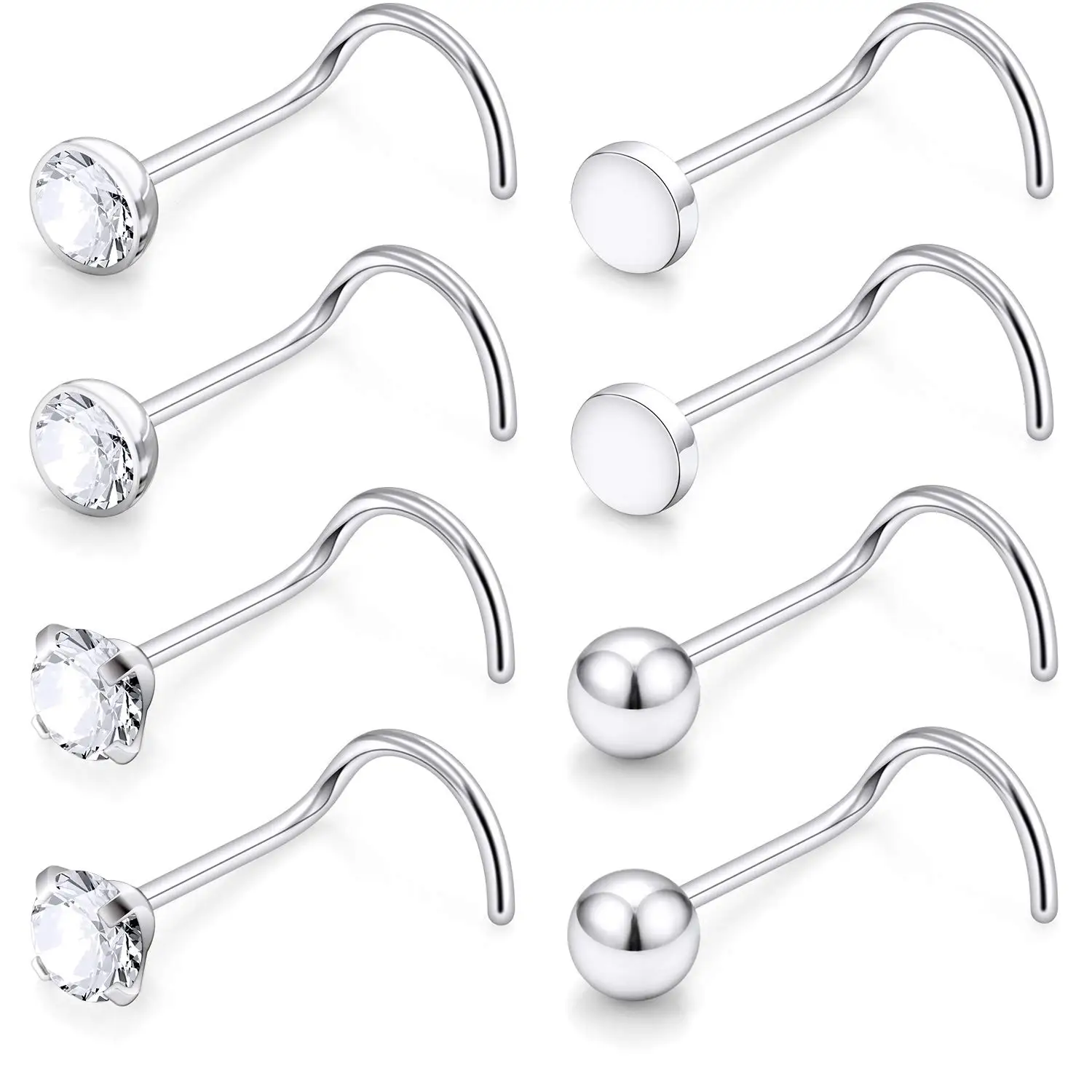 Stainless-Steel-Nose-Rings-Stud-Set-for-Women-Men-Screw-Nostril ...