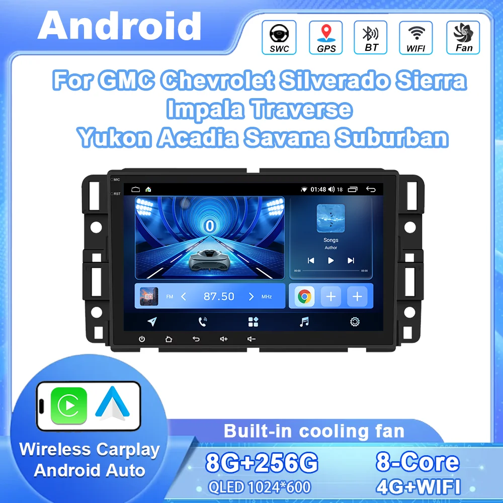 7 Inch Android For GMC Chevrolet Silverado Sierra Impala Traverse Yukon ...