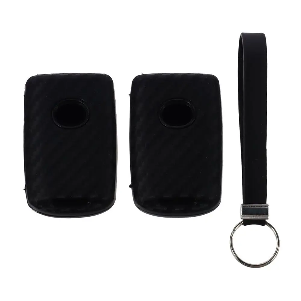 Black Silicone Keyless Entry Remote Car Smart Key Fob Carbon Fibre
