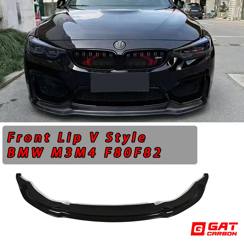 For BMW M3 M4 F80 F82 Dry Carbon Fiber V Style Front Lip Diffuser Lower ...