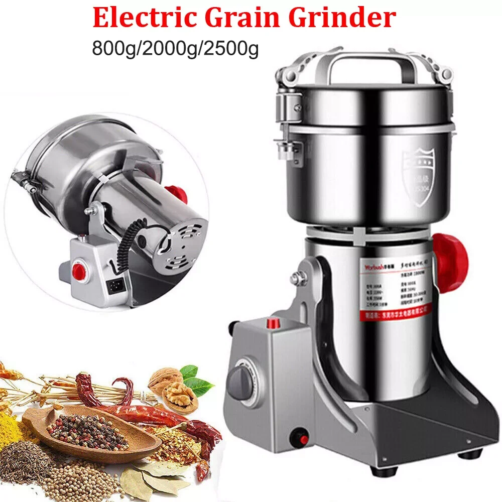 Electric Grain Grinder Stainless Steel Spice Herb Grinder Cereal Mill ...