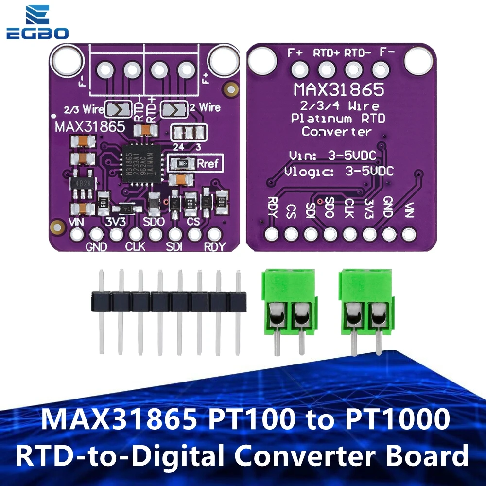 MAX31865-PT100-to-PT1000-RTD-to-Digital-Converter-Board-Temperature-Thermocouple-Sensor ...