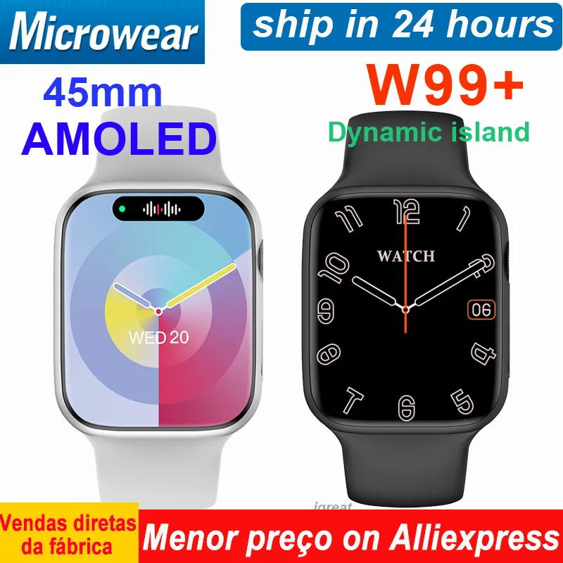 W99-Plus-AMOLED-Rel-gio-Inteligente-9-OS10-B-ssola-Jogo-NFC-Chamada ...