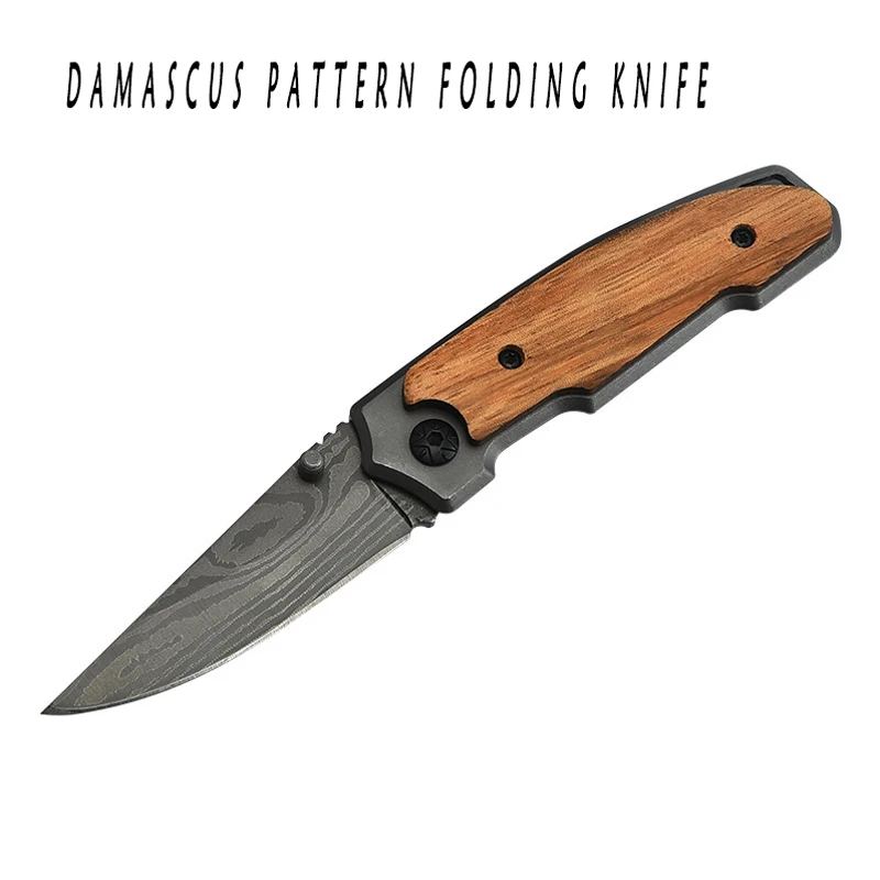 New outdoor folding knife Damascus pattern camping self defense ...