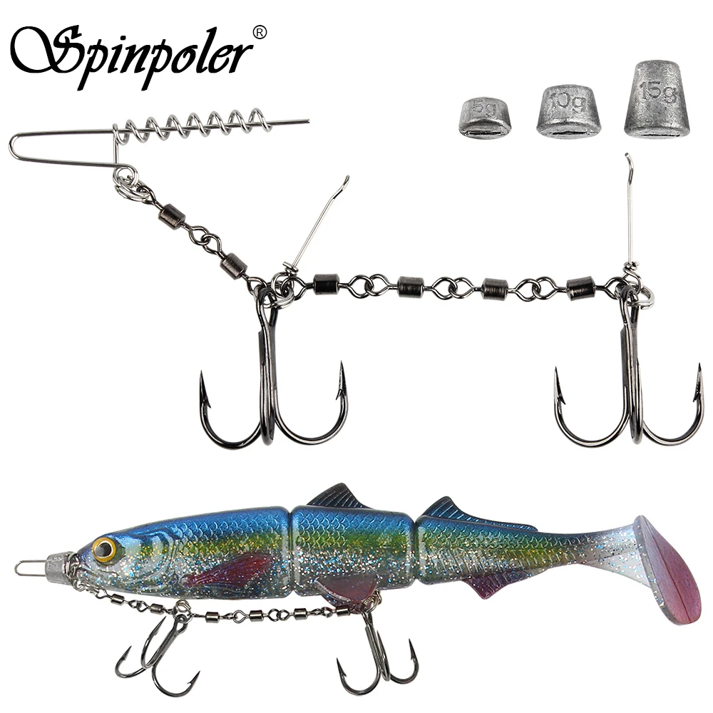 Spinpoler Swivel Stinger Rig Hook System 5g 10g 15g Sinker With Treble ...
