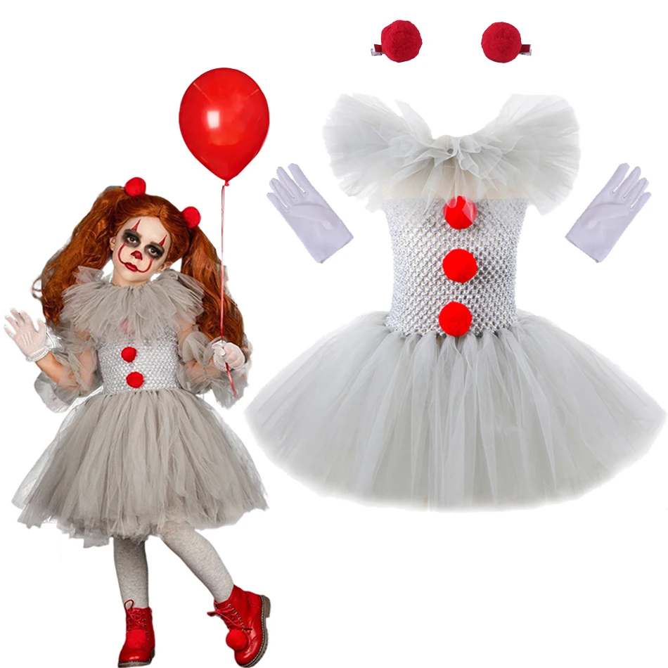Halloween-Costume-For-Kids-Gray-Girls-Tutu-Dress-Kids-Cosplay-Scary ...