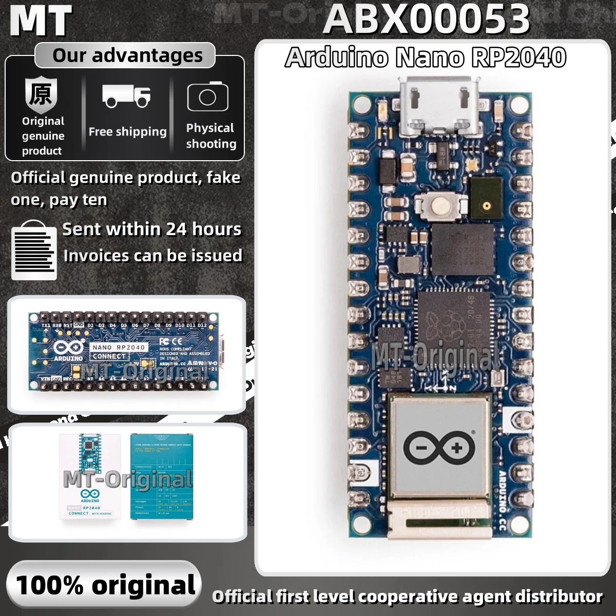 1PCS-LOT-Arduino-Nano-RP2040-Connect-RP2040-ABX00053-Development-board ...