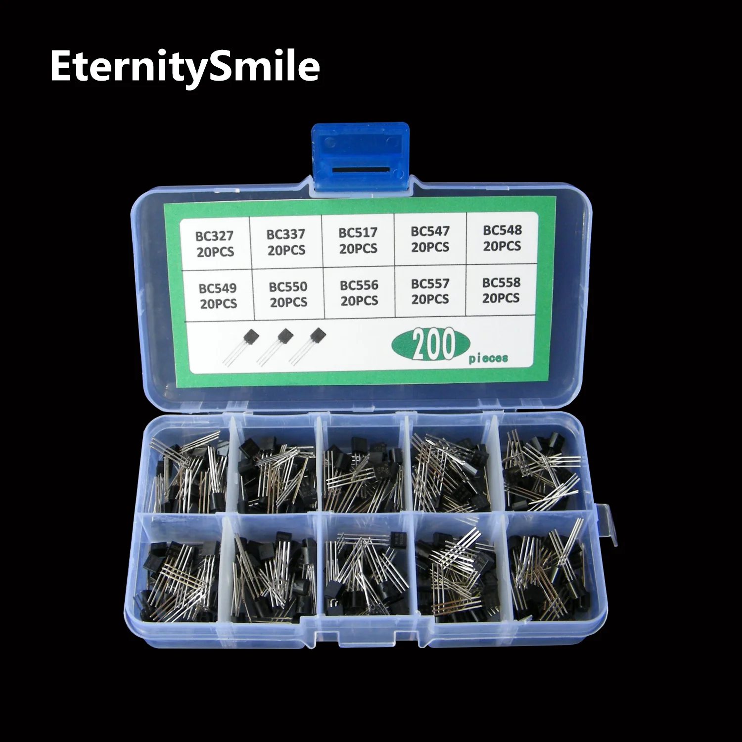 Kit de transistores de 10 valores, surtido, BC327, BC337, BC517, BC550, BC547, BC548, BC549 ...