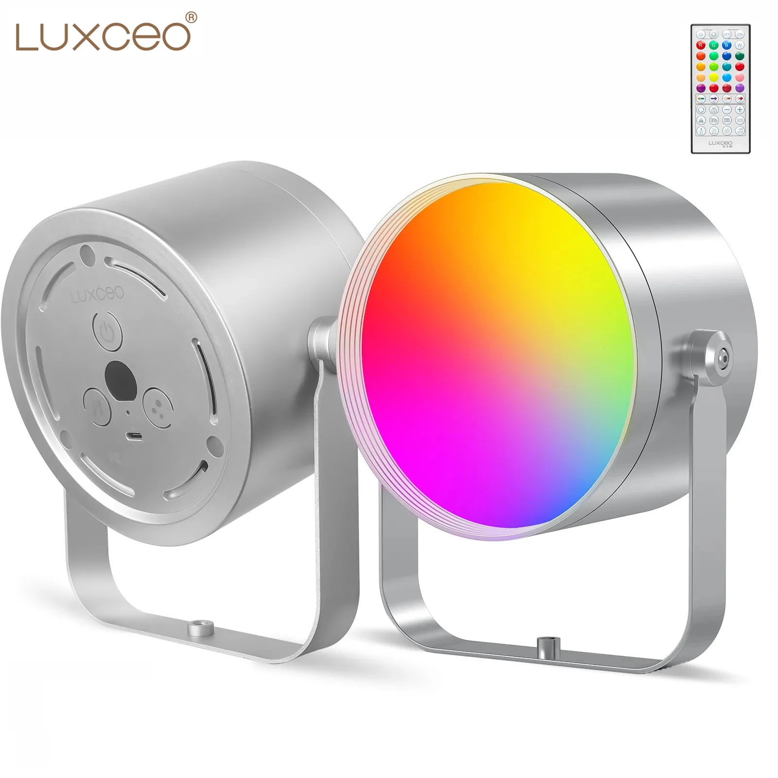 LUXCEO RGB LED Video Light Music Mode Remote Control Color Changing ...