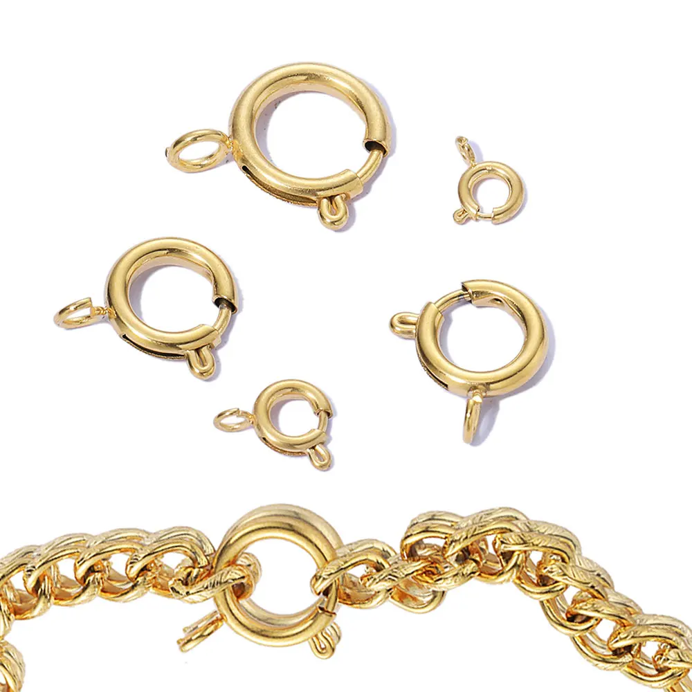 10Pcs Stainless Steel Gold Color Round Circle Claps Hoops Clasp for DIY ...