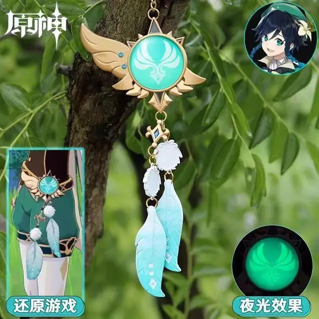 Game Keychain Genshin Impact Venti Vision with Feather for Men Car ...