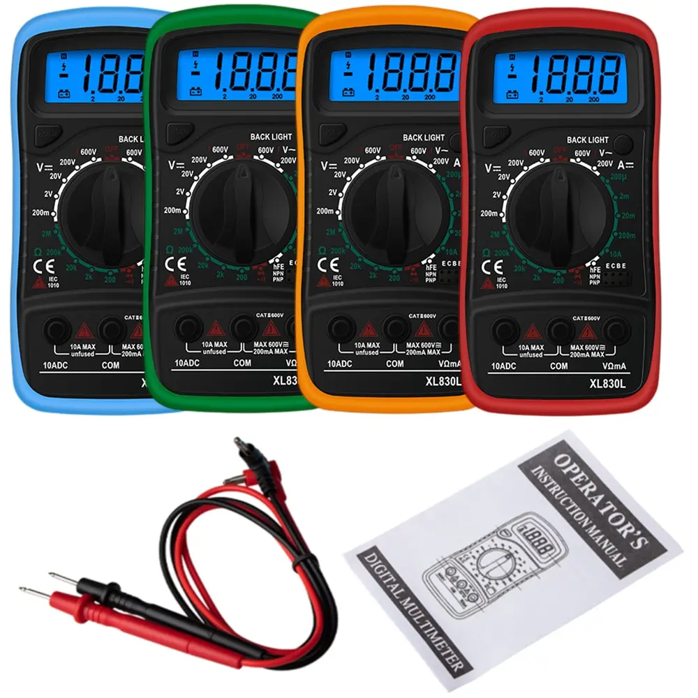 Handheld Digital Multimeter LCD Backlight Portable AC/DC Ammeter ...