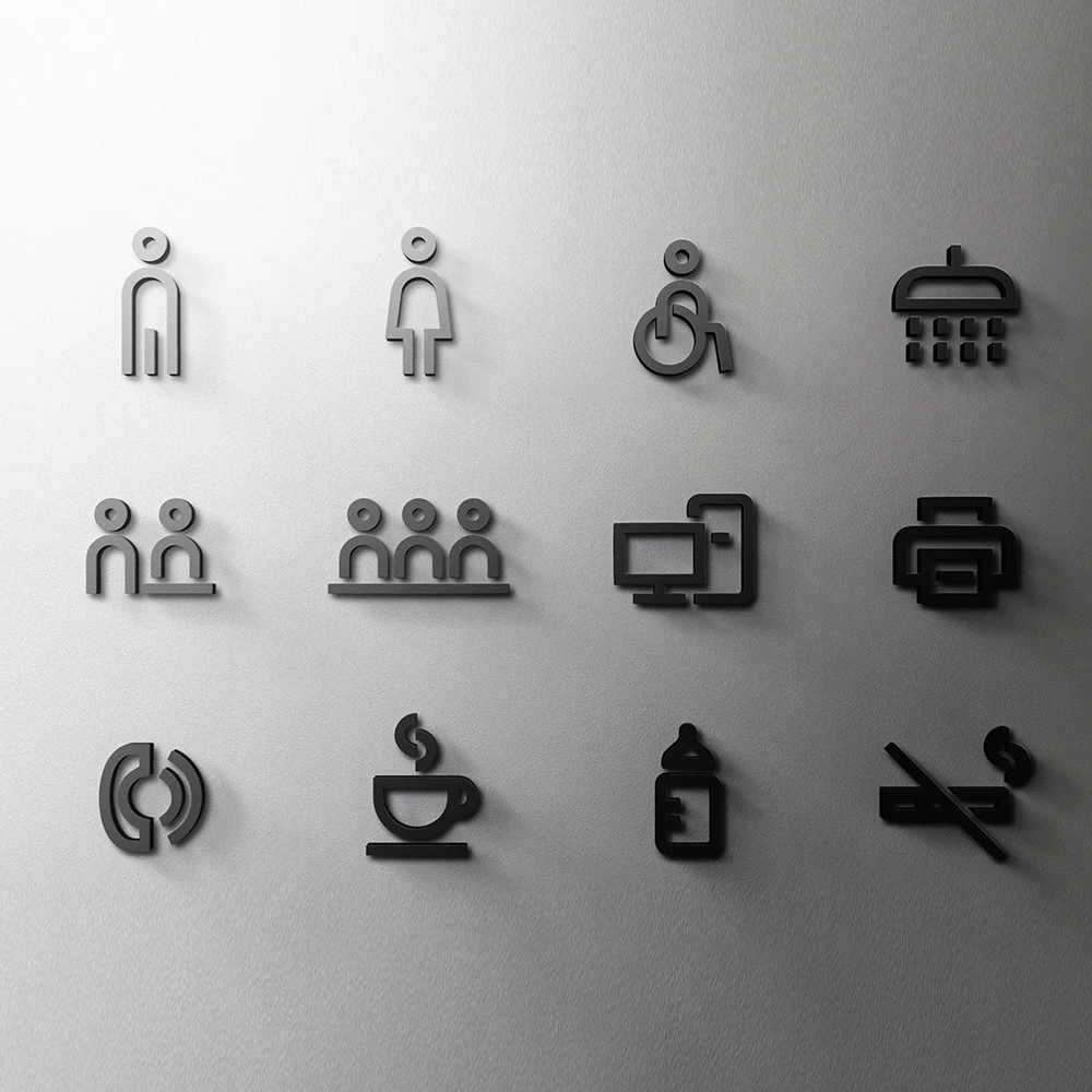 Black-Gold-Toilet-Sign-Plate-Acrylic-3D-Wash-RestrRoom-Door-Wall-Label ...