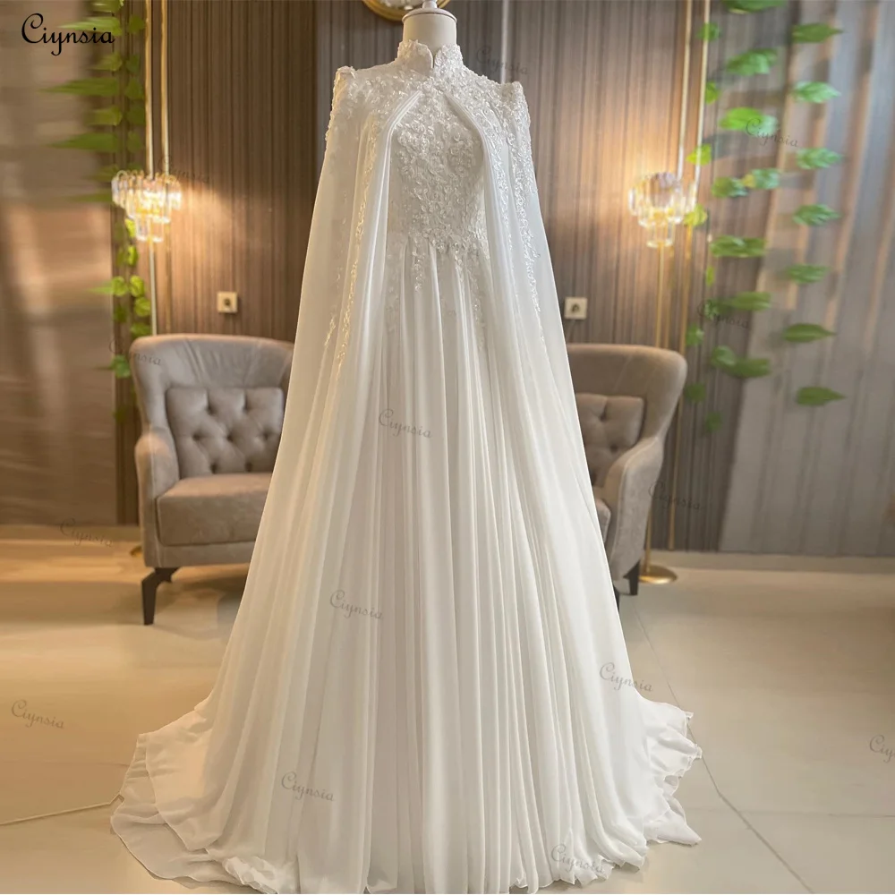 Ciynsia-Chiffon-Appliques-Muslim-Wedding-Dress-with-Cape-Long-Sleeve ...