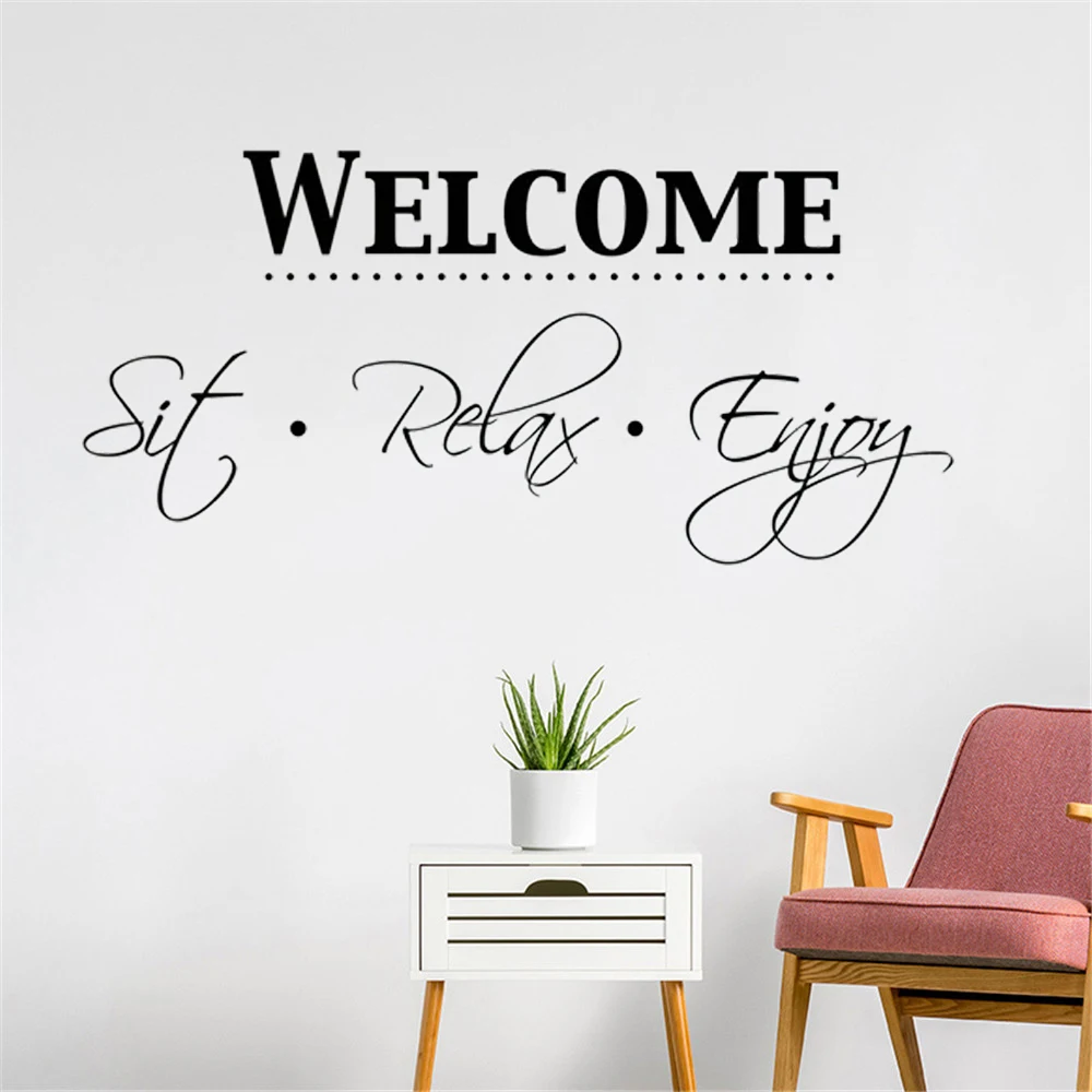 Text-Wall-Stickers-Vinyl-Welcome-Relax-Enjoy-Home-Decor-Living-Room ...