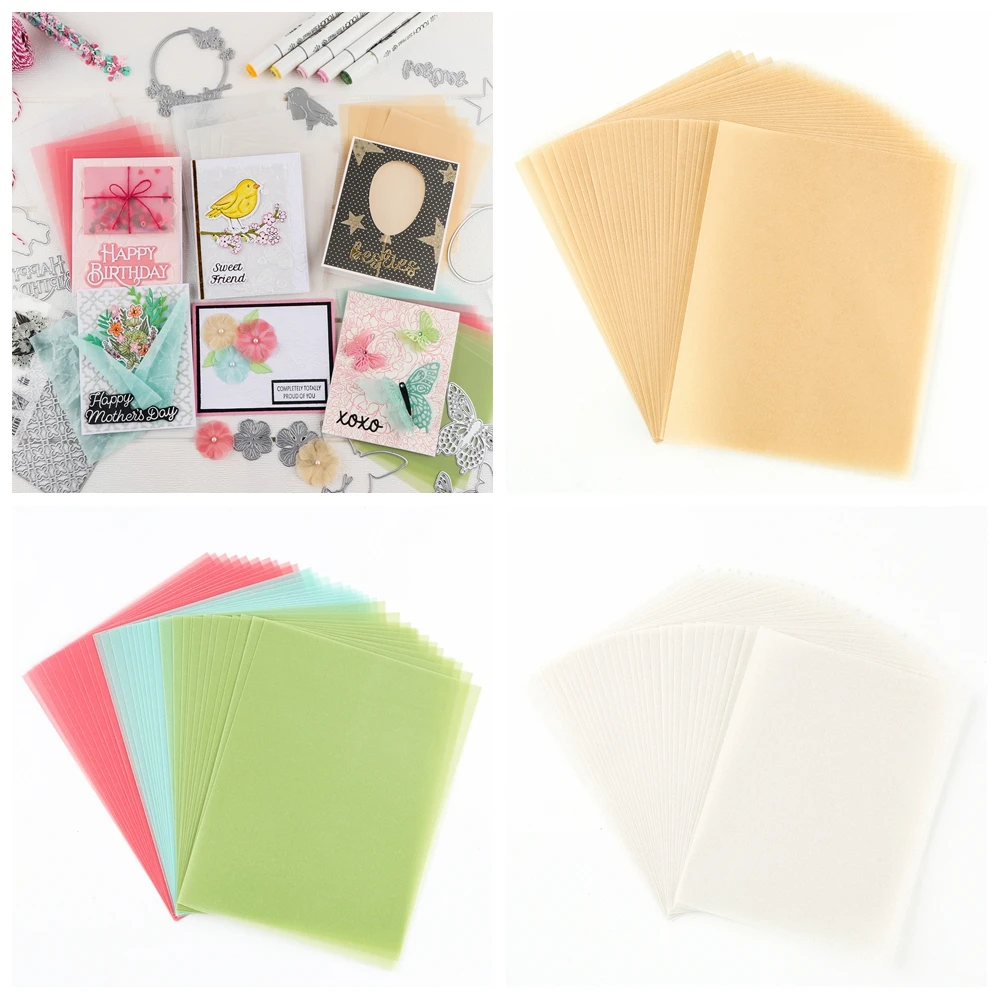 90pcs Colored Vellum Paper 10.8x14cm Smooth Frosted Vellum Paper Sheets ...
