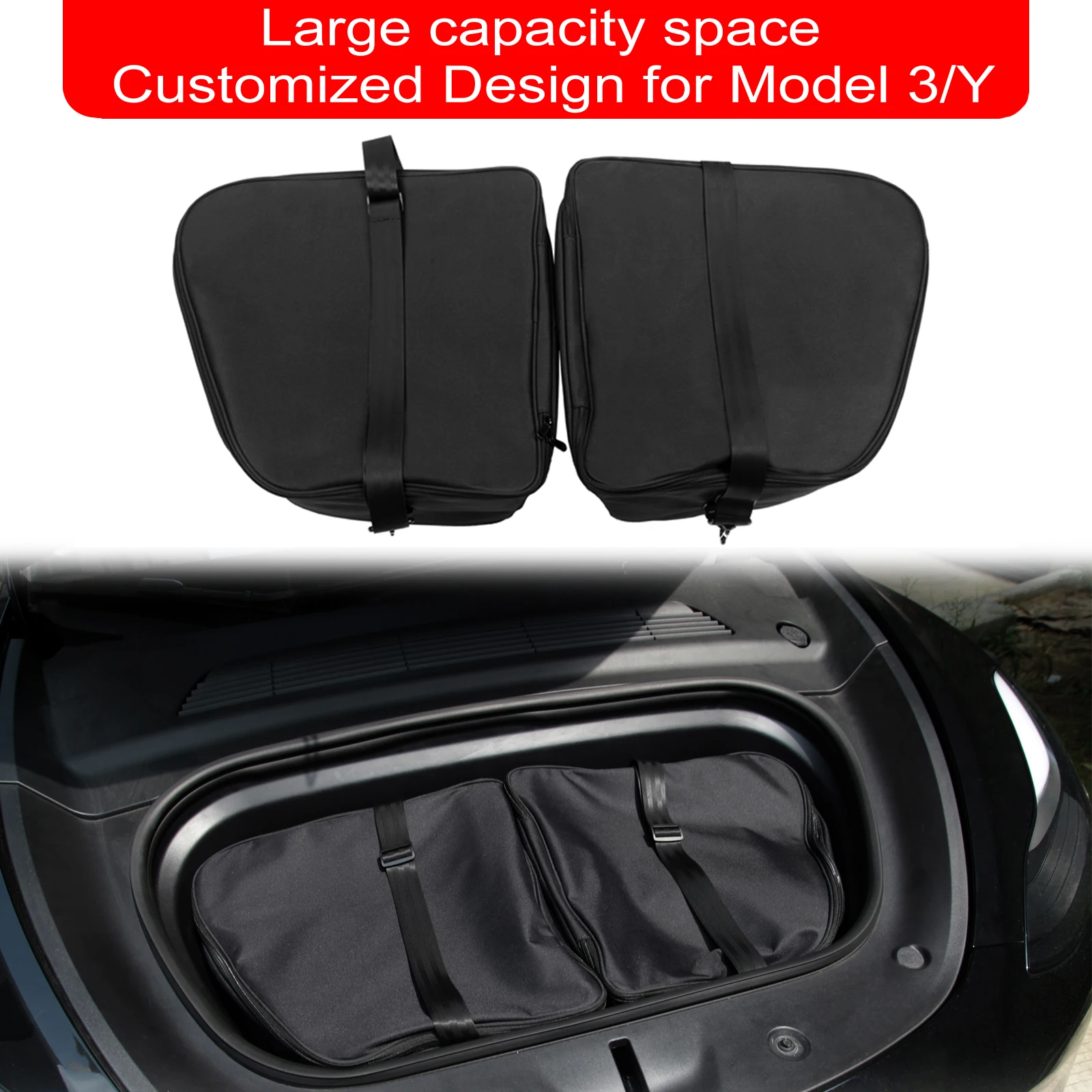 For Tesla Model 3 Model Y Car Front Trunk Storage Bag Portable Frunk ...