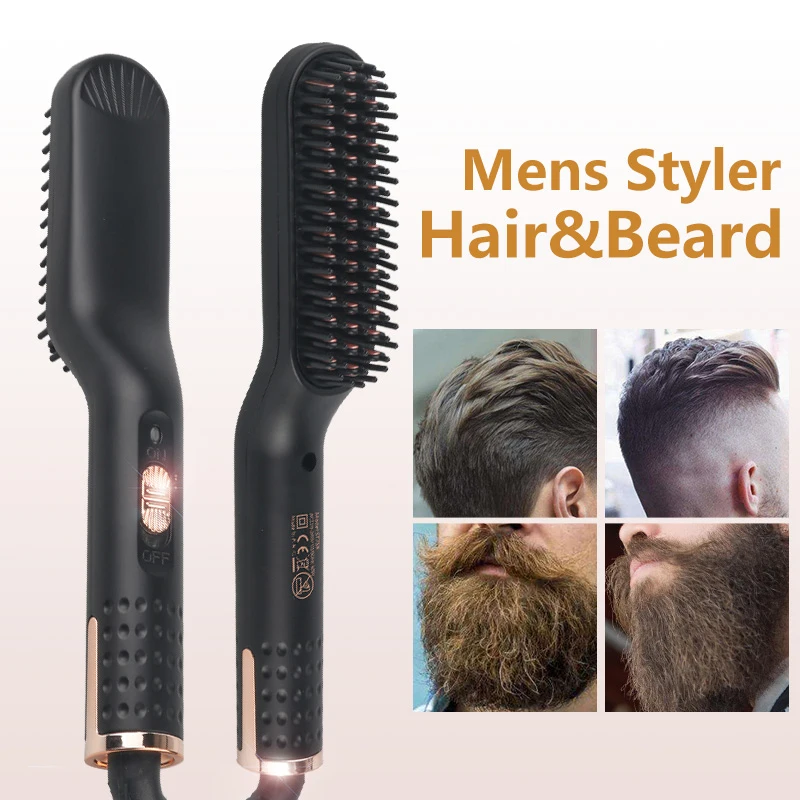Electric-Beard-Heated-Brush-Kit-Hair-Straightener-Straightening-Men-Quick-Styler-Beard-Comb ...