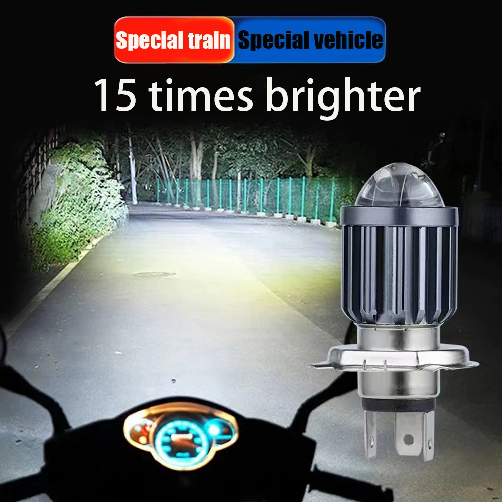BA20D H6 H4 LED Motorcycle Headlight Bulb Scooter Lights Double Claw ...