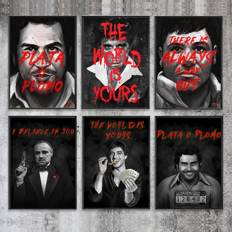 Motivational-Canvas-Prints-Mafia-Portrait-Painting-Gangster-Bosses ...