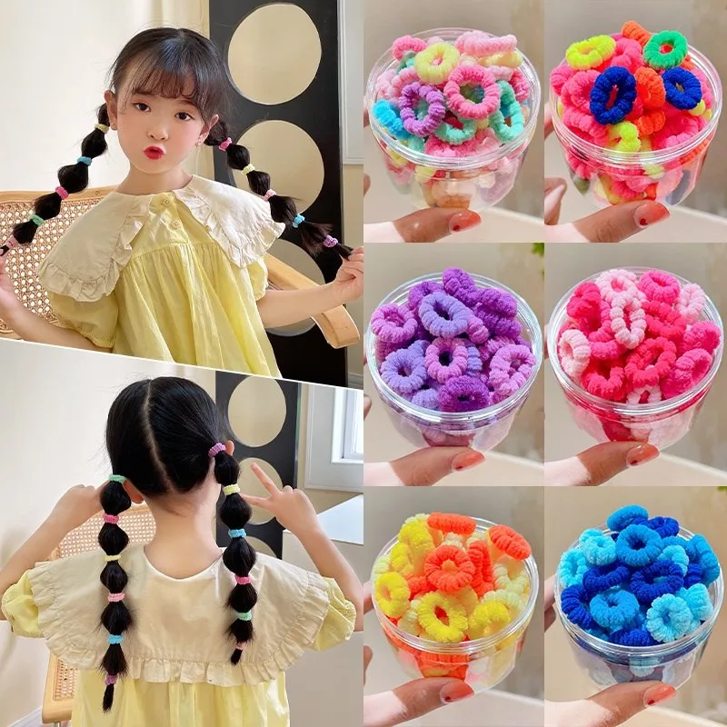 100Pcs-Set-Box-Sweet-Style-Color-Tied-Hair-Cute-Durable-Tie-Hair-Rubber ...