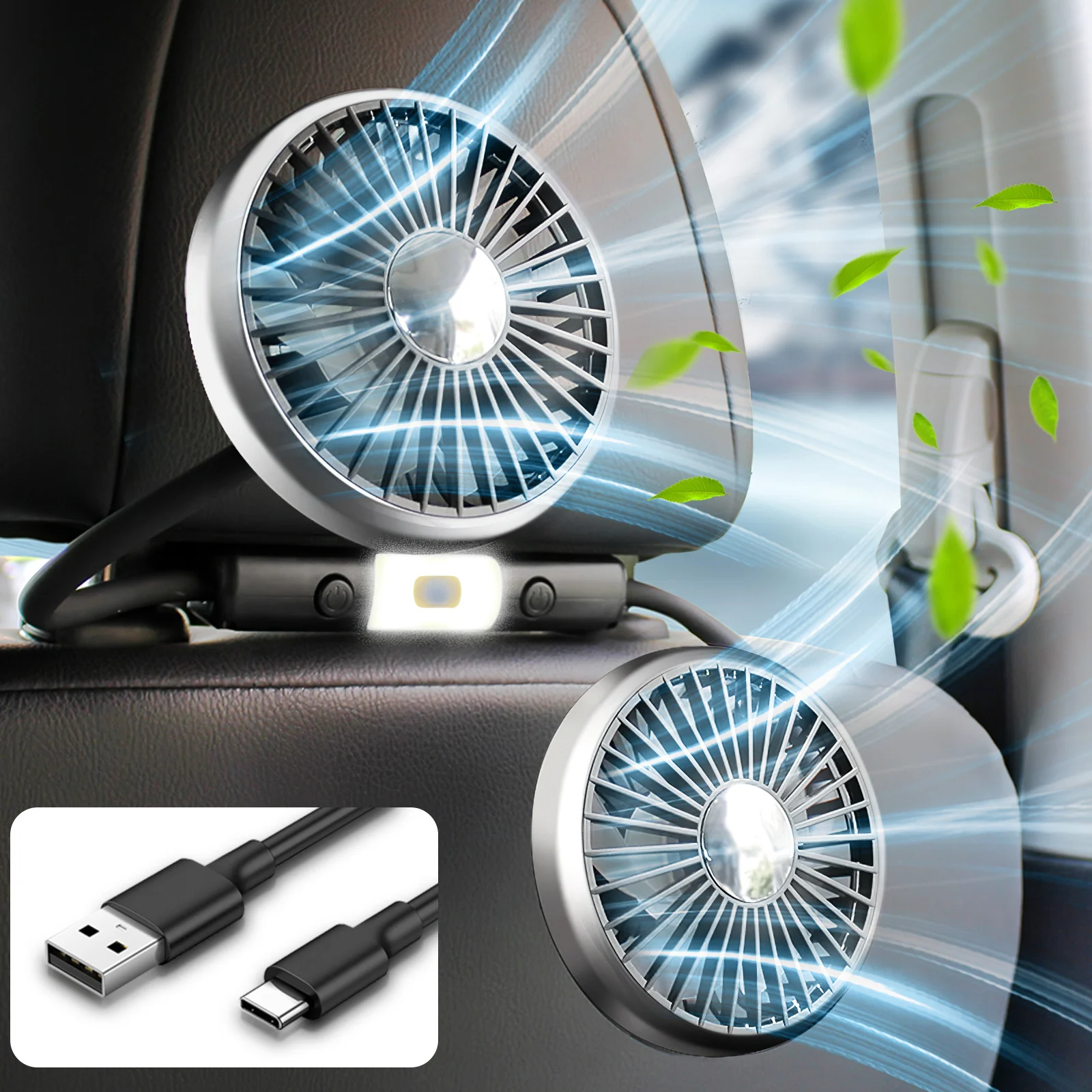Hipacool-Summer-Dual-Head-USB-Hose-Fan-360-Rotation-Cooling-Fan-3-Speed ...