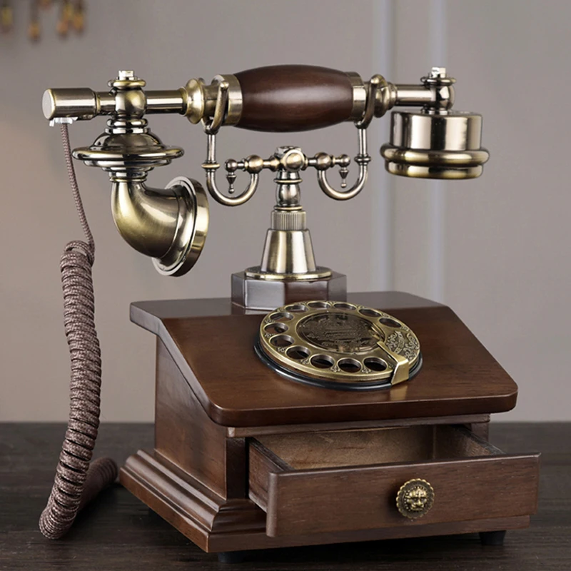 Retro-Corded-Rotary-Telephone-With-Electronic-Ringtone-1-Drawer-Classic ...