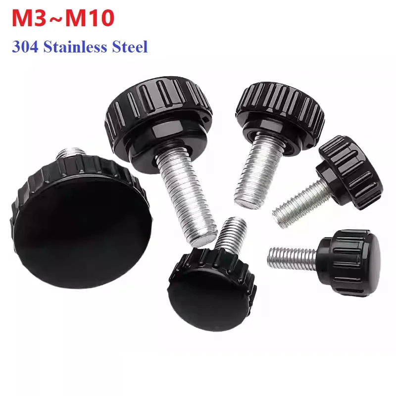 M3M4 M5M6 M8M10 304 Stainless Steel Knurled Nylon Round Plastic Head ...