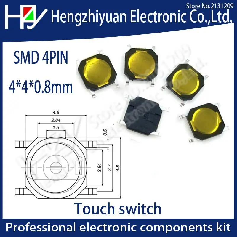 4*4*0.8mm Car Remote Control Key Switches Buttons Touch Tactile Push ...