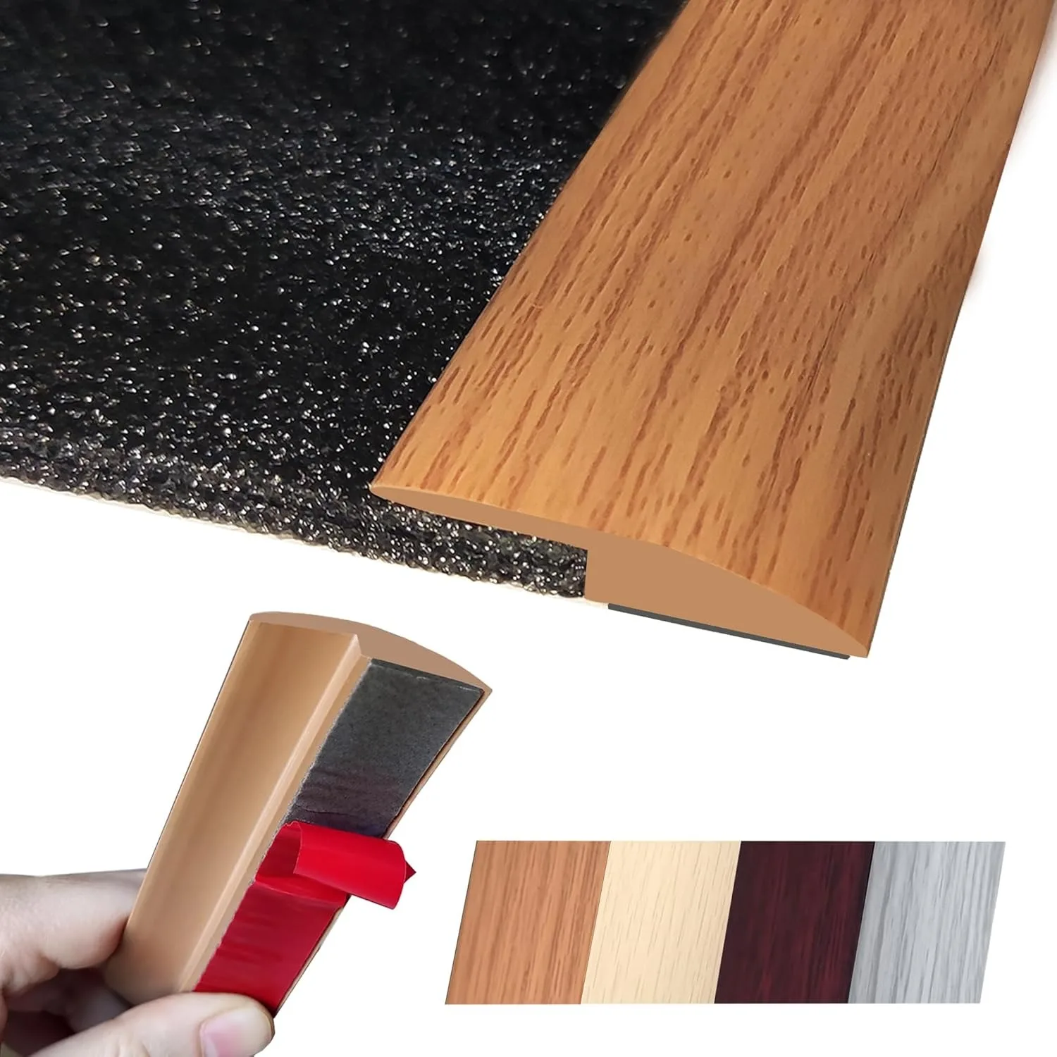 1Pc 1M Self-adhesive Woodgrain Floor Transition Strip Carpet Crimping ...