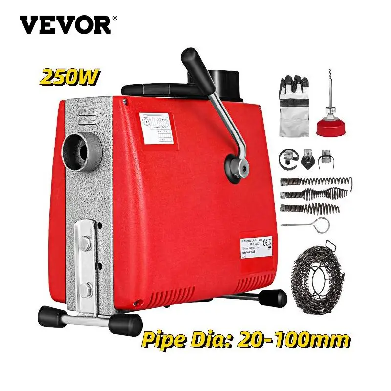 Vevor Auger Pipe Cleaning Machine Electric 250w Unblocker Toilet Water ...