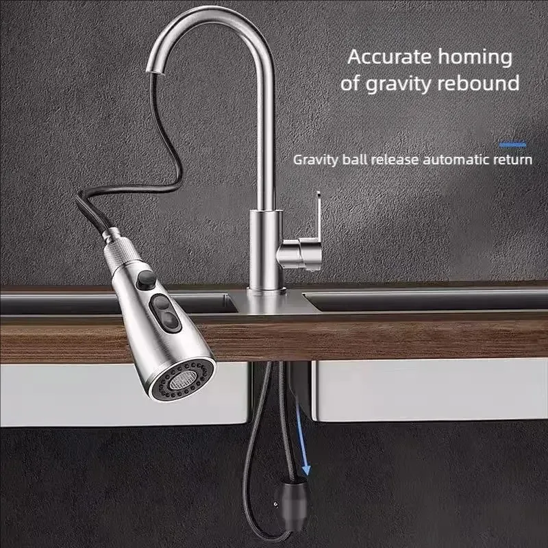304-stainless-steel-Pull-Out-Kitchen-Sink-Water-Tap-Deck-Mounted-Mixer ...