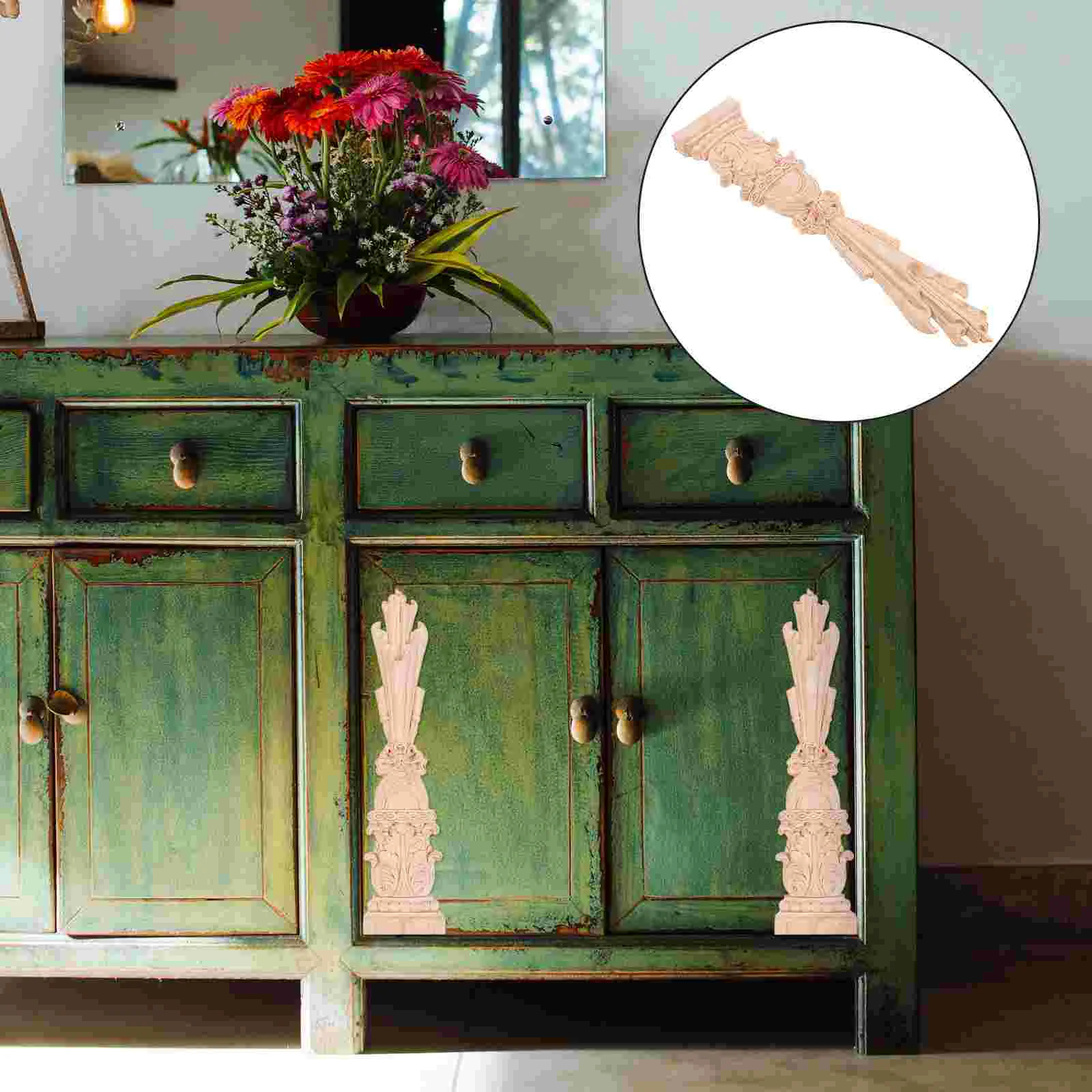 2Pcs European Style Wooden Decals Exquisite Wood Decals Retro Home ...