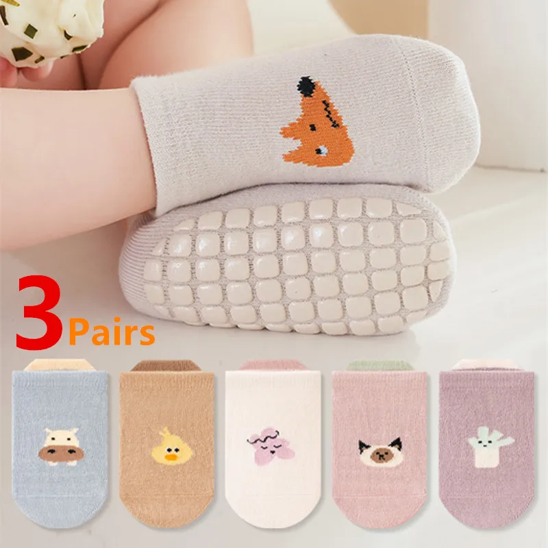 3Pairs/Lot Baby Anti-slip Socks For Boys Girls Low Cut Floor Kids ...