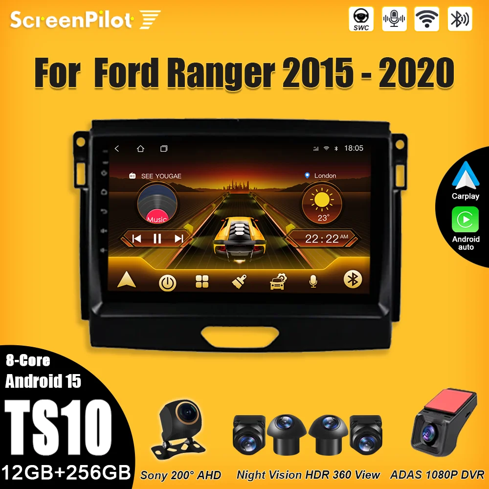 Android 15 FOR Ford Ranger 2015 2016 2017 2018 2019 2020 Car Radio 2 ...
