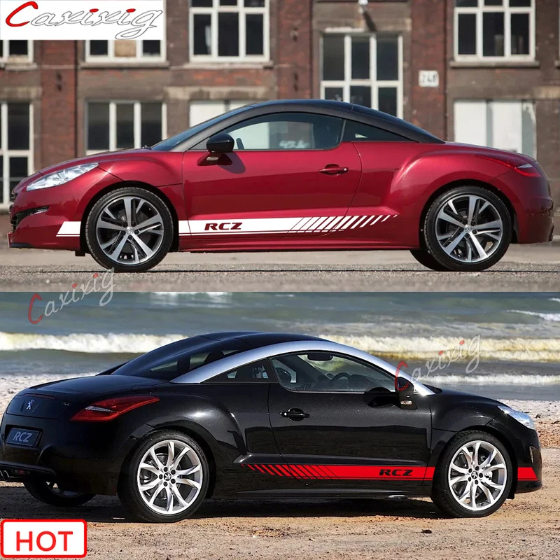 For Peugeot Rcz Coupe Racing Sport Stripes Car Door Side Skirt Sticker ...